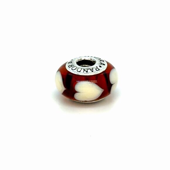 Pandora | Jewelry | Pandora White Heart Orange Murano Glass Charm ...